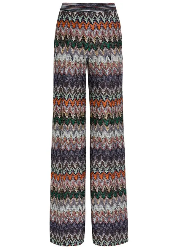 Missoni Chevron Fine-knit Wide-leg Trousers - Multicoloured