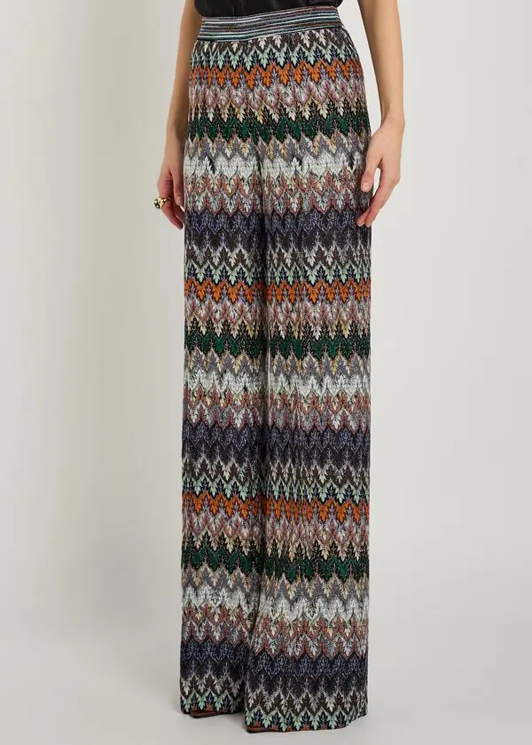 Missoni Chevron Fine-knit Wide-leg Trousers - Multicoloured