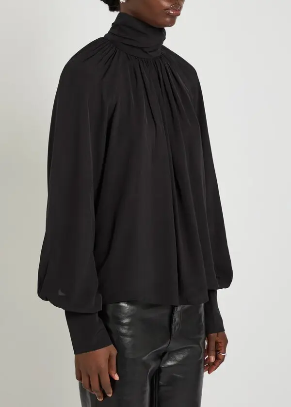 ANINE BING Anne Draped Poplin Blouse