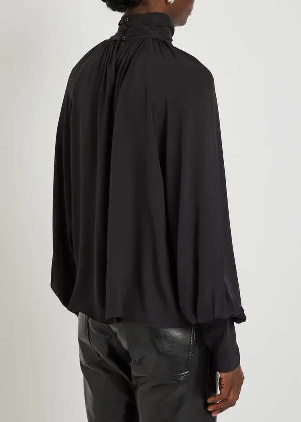 ANINE BING Anne Draped Poplin Blouse