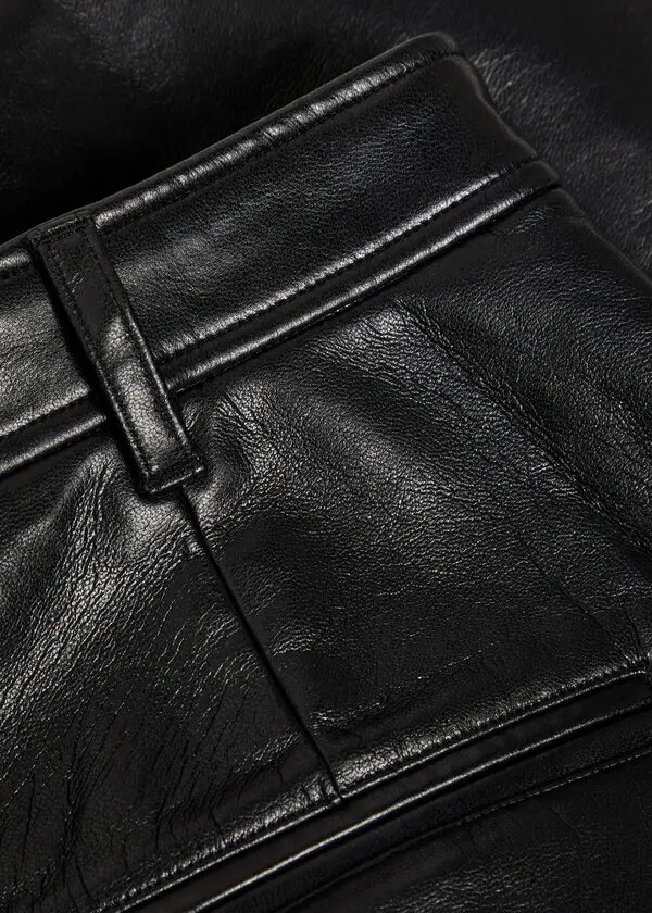 ANINE BING Trent Leather-blend Shorts - Black