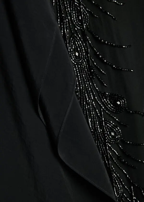 La DoubleJ Satin Midi Skirt With Bead Embellishments