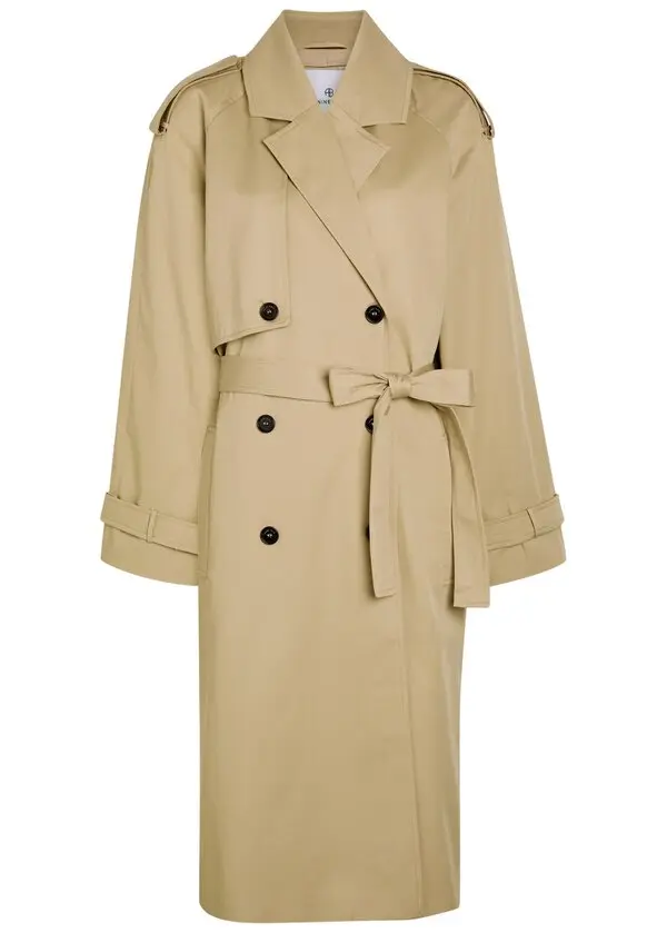 ANINE BING Rickie Double-breasted Stretch-cotton Trench Coat - Beige