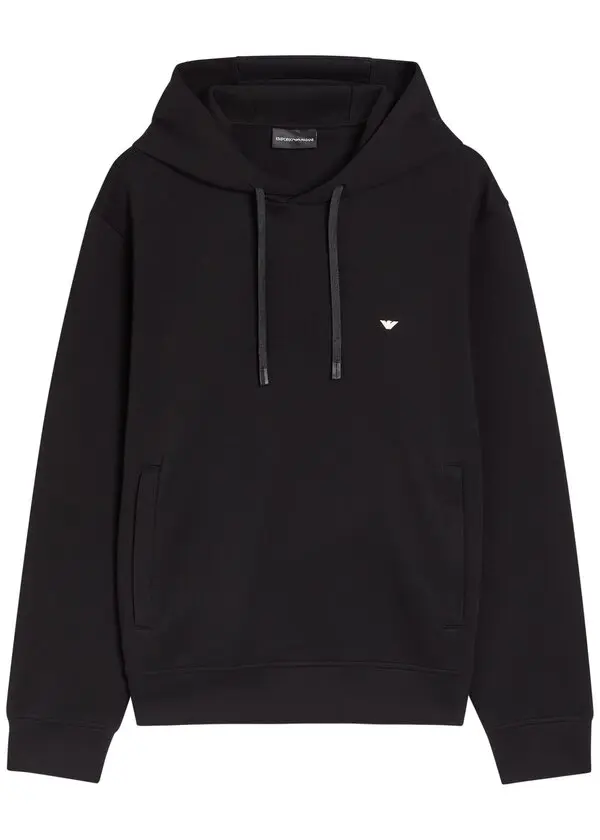 Emporio Armani Hooded Jersey Sweatshirt - Black