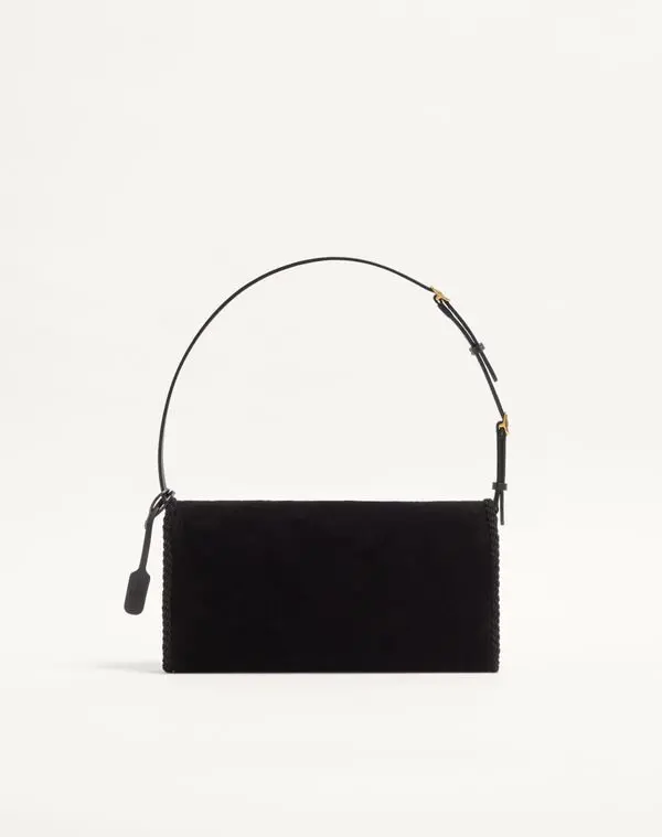 Valentino Garavani Small Embroidered Velvet Shoulder Bag - Black