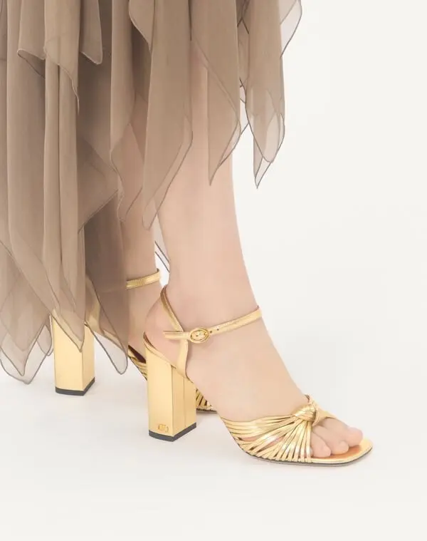 Valentino Garavani Annet 90mm Laminated Nappa Sandals - Gold