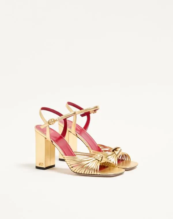 Valentino Garavani Annet 90mm Laminated Nappa Sandals - Gold