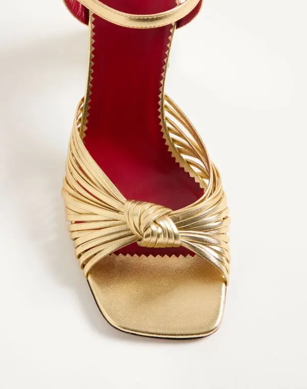 Valentino Garavani Annet 90mm Laminated Nappa Sandals - Gold