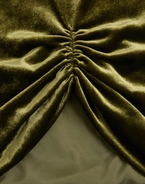Valentino Garavani Velvet Midi Skirt With Front Draping - Military Green
