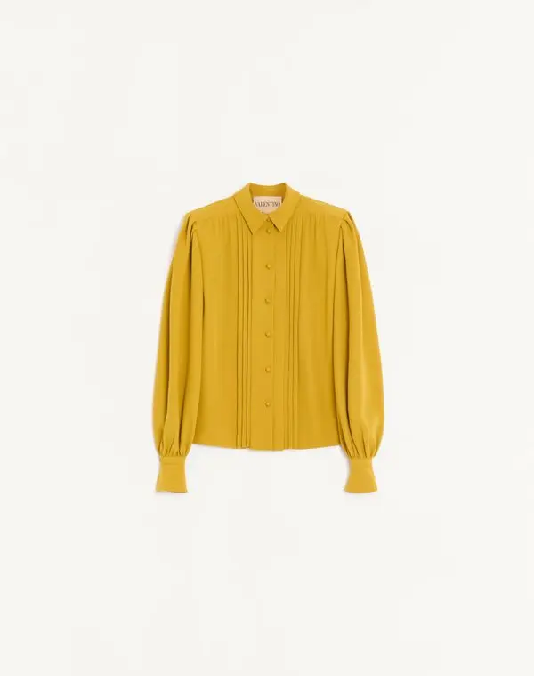 Valentino Garavani Cady Couture Shirt With Pleated Front - Yellow