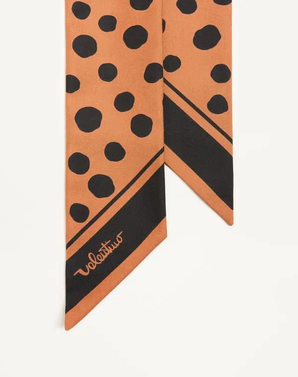 Valentino Garavani Dalmatian Polka Dot Silk Bandeau Scarf - Brown/black