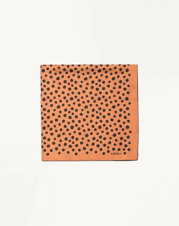 Valentino Garavani Dalmatian Polka Dot Silk Scarf - Brown/black