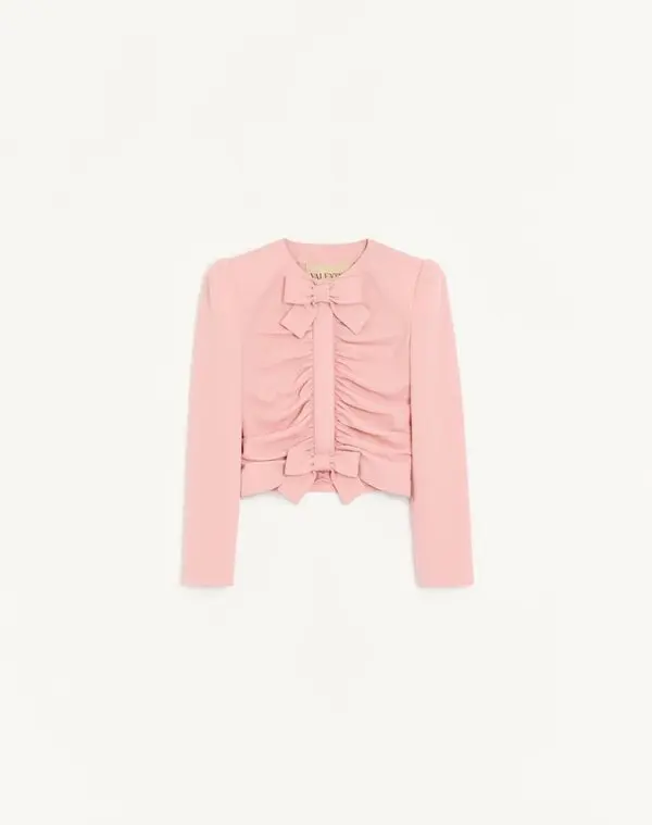 Valentino Garavani Cropped Jacket In Crispy Light Wool - Pink
