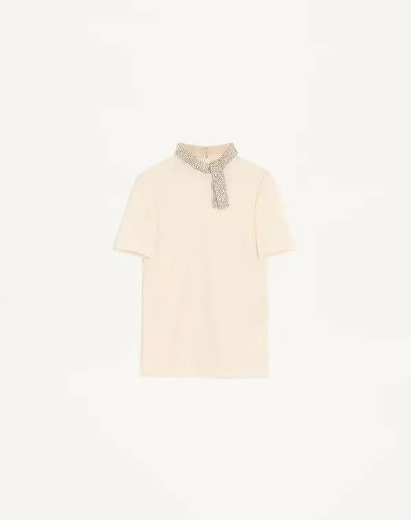 Valentino Garavani Embroidered Crepe De Chine Top - Coral/silver