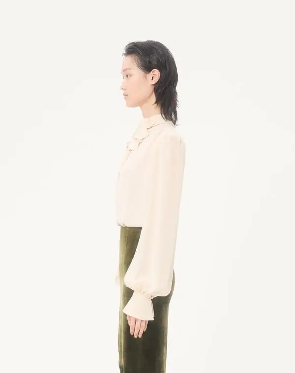 Valentino Garavani Embroidered Crepe De Chine Top - Vanilla