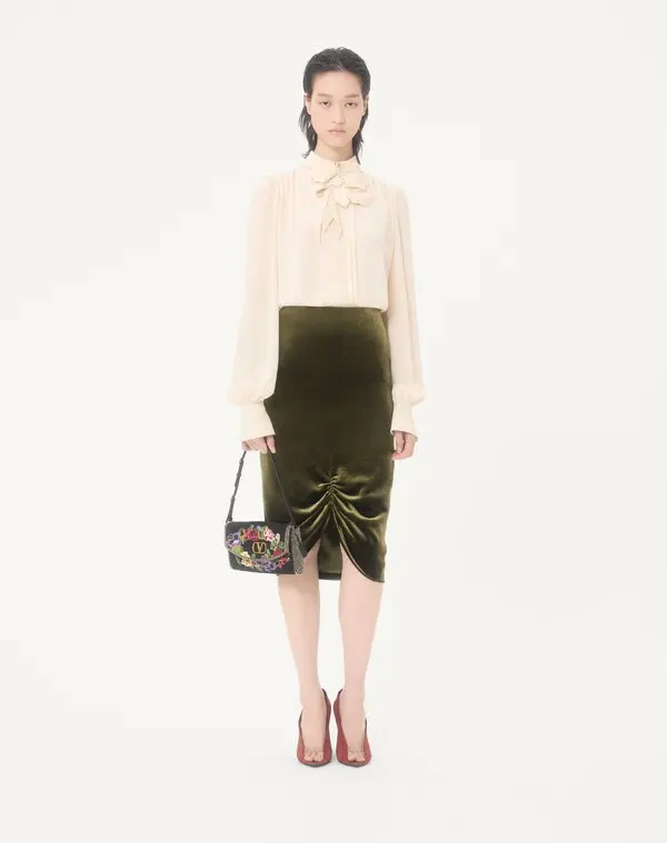 Valentino Garavani Embroidered Crepe De Chine Top - Vanilla