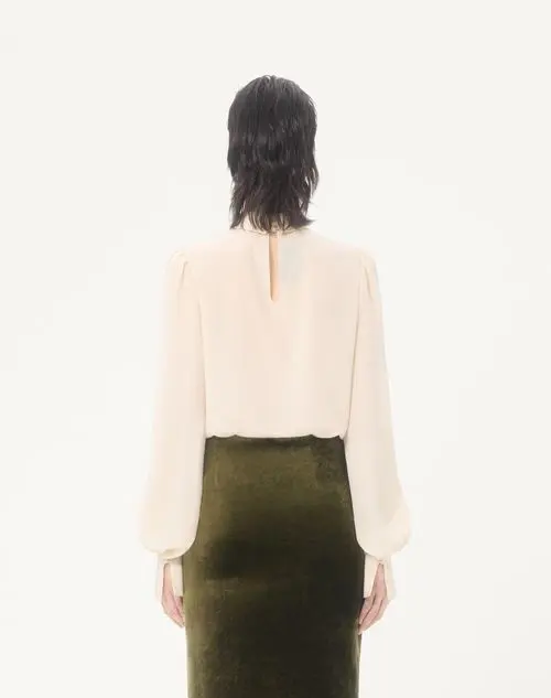 Valentino Garavani Embroidered Crepe De Chine Top - Vanilla