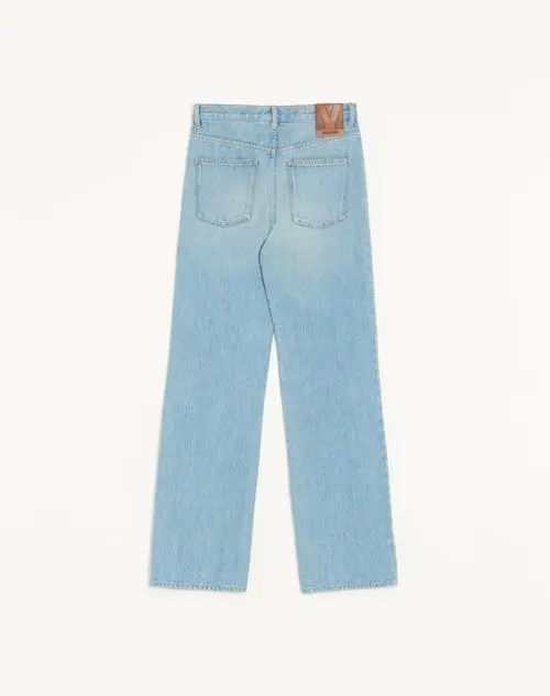 Valentino Garavani Pants With Gold Buttons - Denim