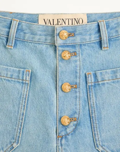 Valentino Garavani Pants With Gold Buttons - Denim
