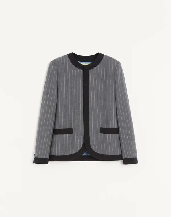 Valentino Garavani Pinstripe Silk Jacket - Grey