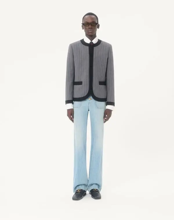 Valentino Garavani Pinstripe Silk Jacket - Grey