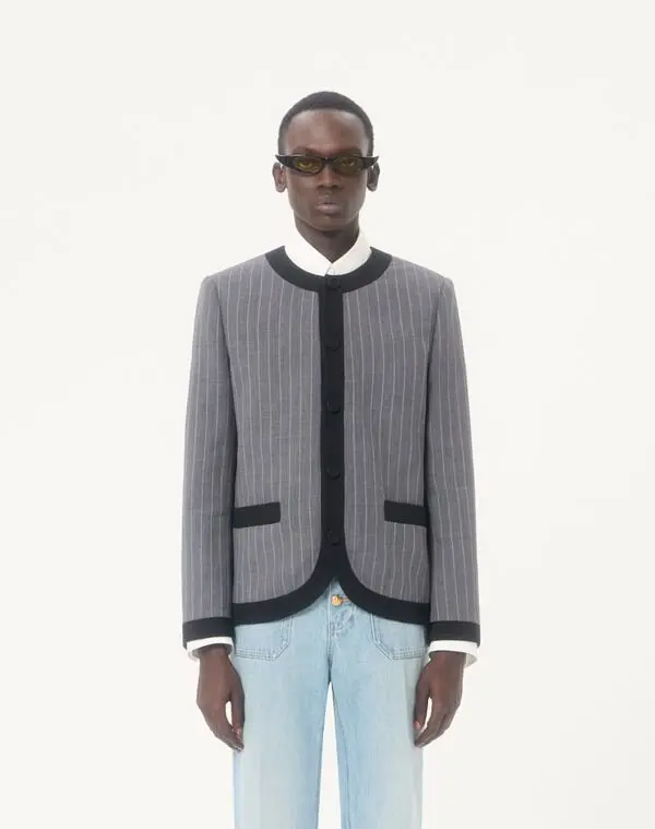 Valentino Garavani Pinstripe Silk Jacket - Grey