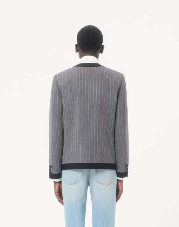 Valentino Garavani Pinstripe Silk Jacket - Grey