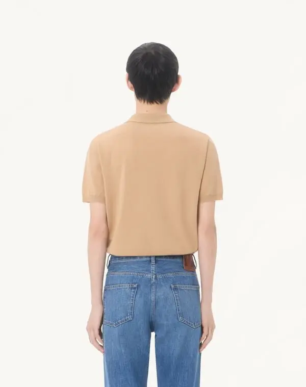 Valentino Garavani Wool Polo With Vlogo Embroidery - Beige