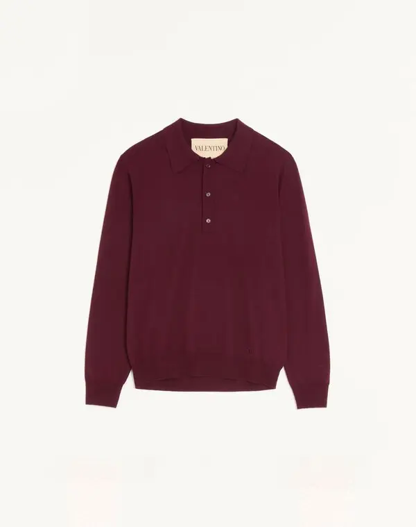 Valentino Garavani Wool Polo With Vlogo Embroidery - Maroon