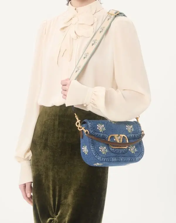 Valentino Garavani Alltime Medium Shoulder Bag - Denim