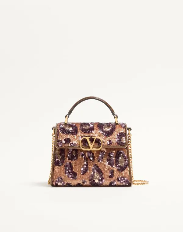 Valentino Garavani Vsling Mini Embroidered Animalier Handbag - Brown/multicolour