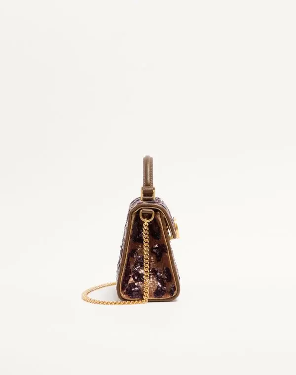 Valentino Garavani Vsling Mini Embroidered Animalier Handbag - Brown/multicolour