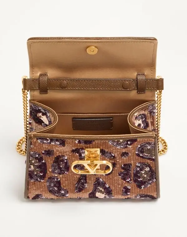 Valentino Garavani Vsling Mini Embroidered Animalier Handbag - Brown/multicolour