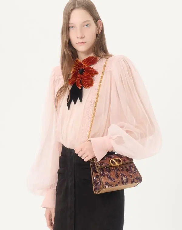 Valentino Garavani Vsling Mini Embroidered Animalier Handbag - Brown/multicolour