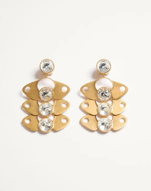 Valentino Garavani Metal And Crystal Earrings - Gold/crystal