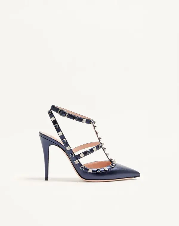 Valentino Garavani Rockstud Laminated Nappa Leather Pumps - Navy