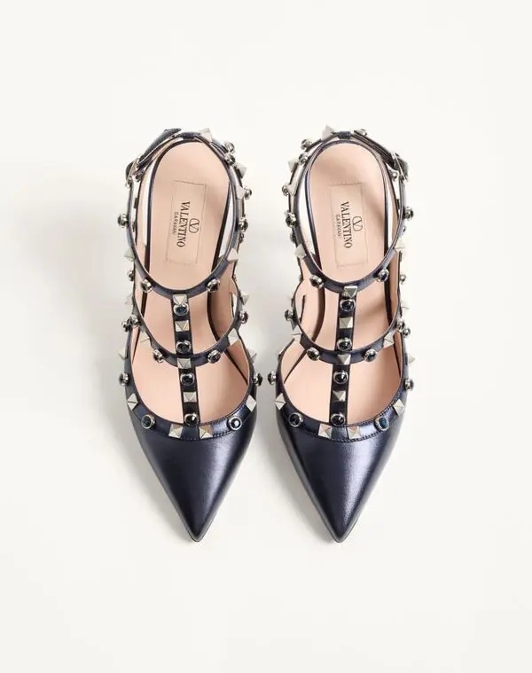 Valentino Garavani Rockstud Laminated Nappa Leather Pumps - Navy