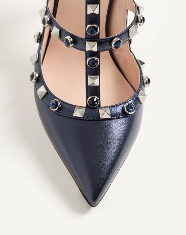 Valentino Garavani Rockstud Laminated Nappa Leather Pumps - Navy