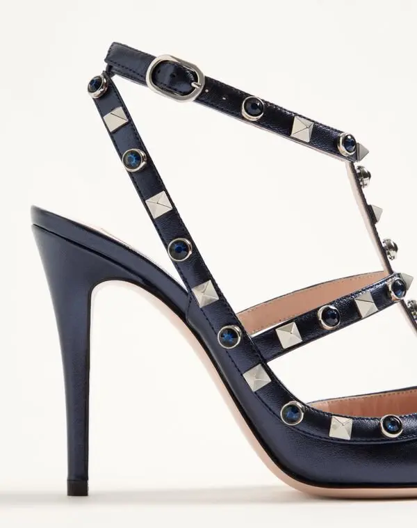 Valentino Garavani Rockstud Laminated Nappa Leather Pumps - Navy