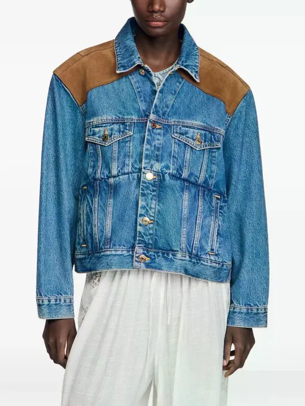 Sandro Contrast-panel Denim Jacket