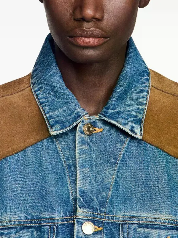 Sandro Contrast-panel Denim Jacket
