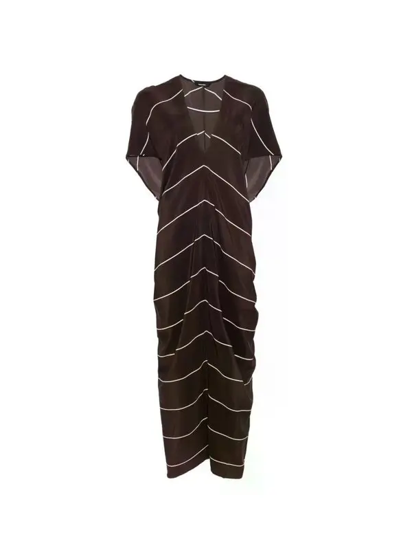Bondi Born Striped V-neck Midi Dress - Brown