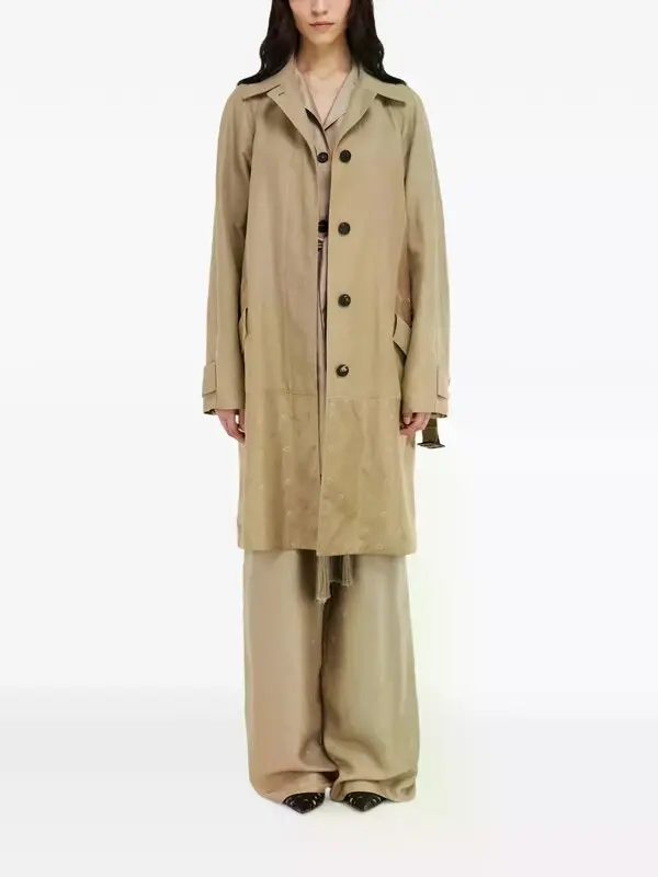 FERRAGAMO Duster Coat With Satin Inserts - Neutrals