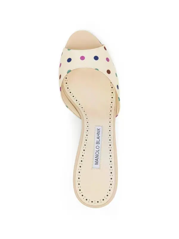 Manolo Blahnik 70mm Polka-dot Sandals