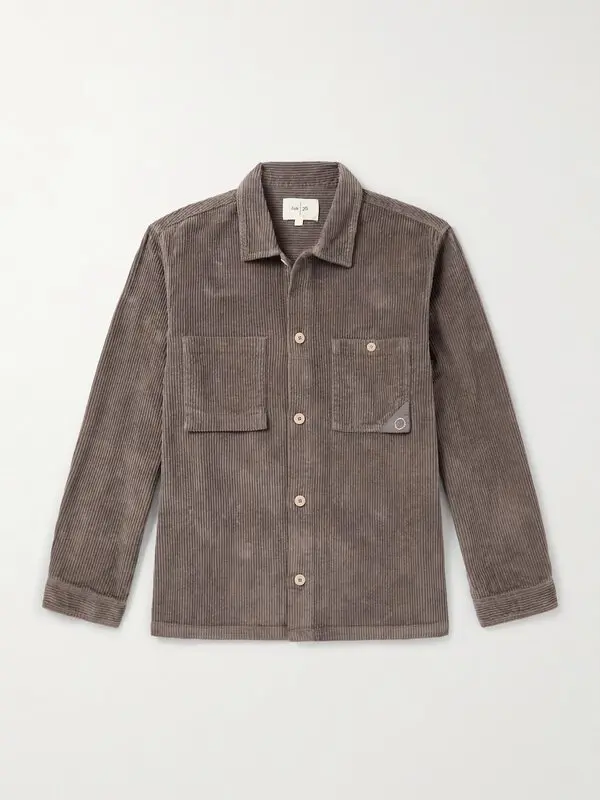 Folk Anniversary Patch Cotton-corduroy Overshirt - Brown