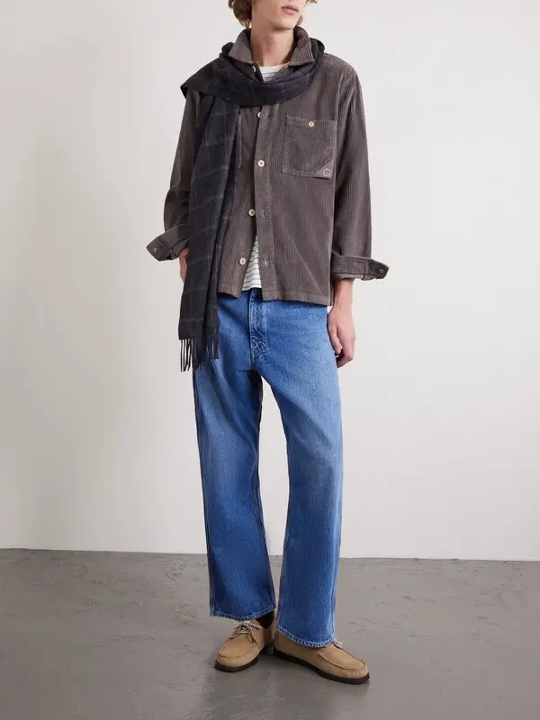 Folk Anniversary Patch Cotton-corduroy Overshirt - Brown