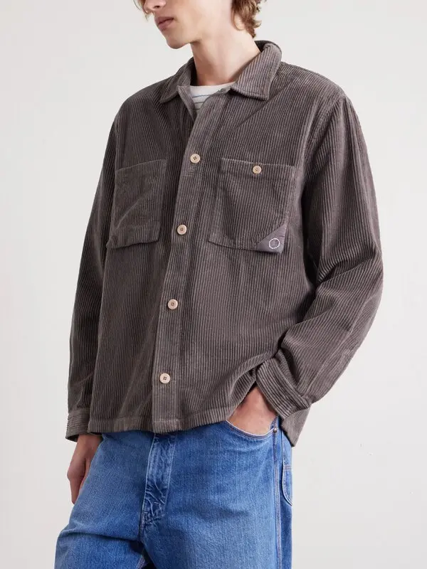 Folk Anniversary Patch Cotton-corduroy Overshirt - Brown