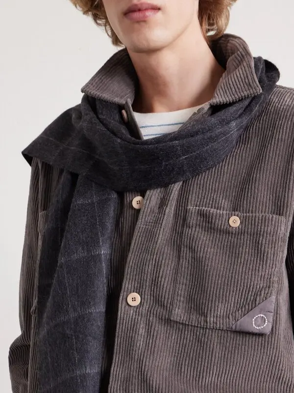 Folk Anniversary Patch Cotton-corduroy Overshirt - Brown