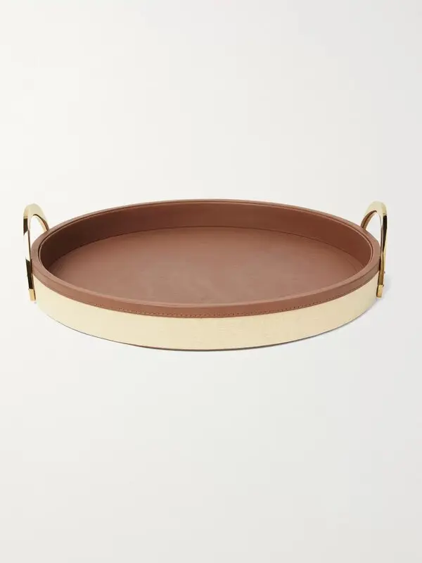 Ralph Lauren Garrett Canvas, Leather And Brass Tray - Neutrals