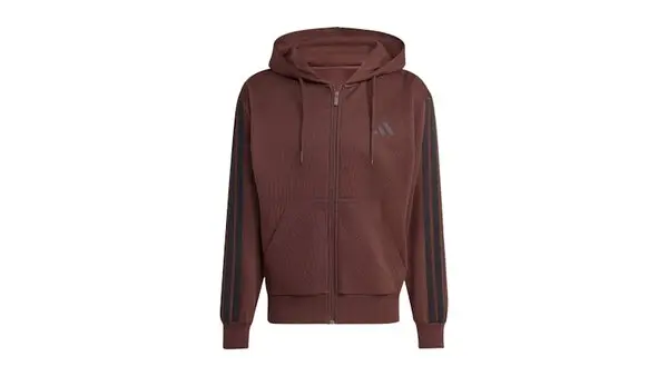 Adidas Essentials 3-stripes Fleece Hoodie - Shadow Brown Black